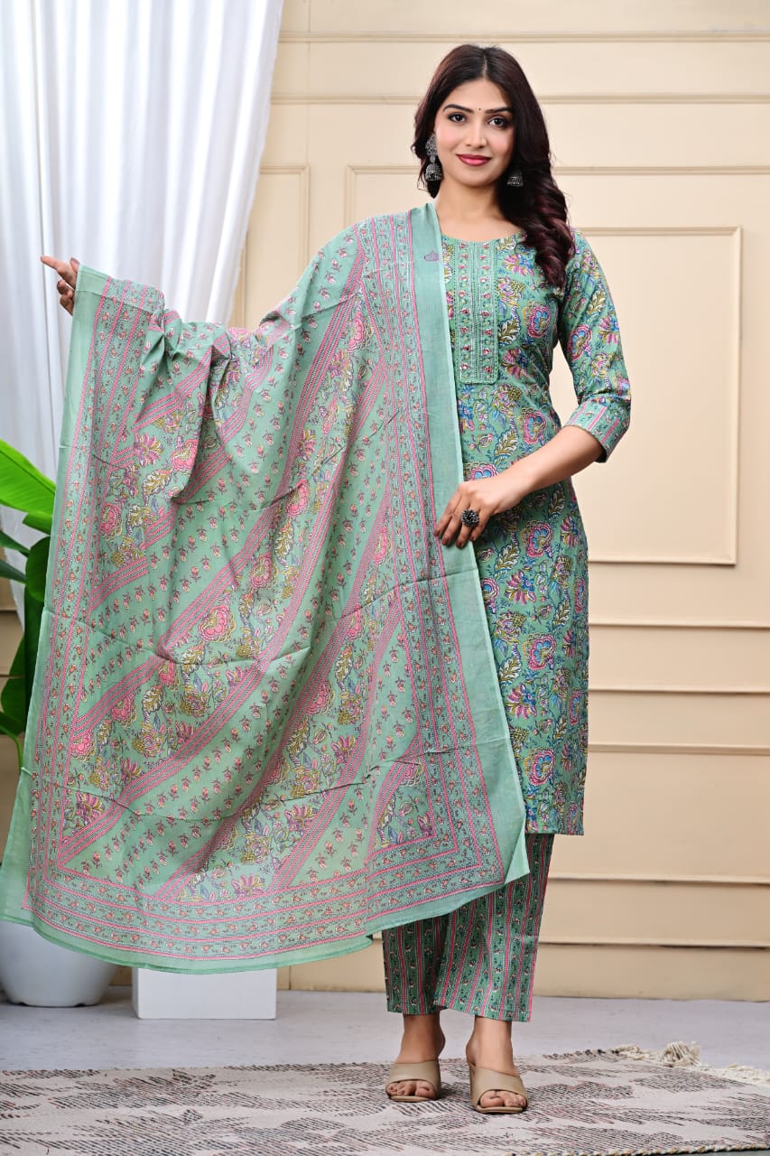 New Pure Cotton 60/60 Straight Cut 3pis....Suit Set. With Beautiful in ...